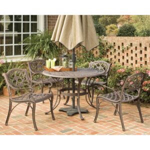 Homestyles 6655-328 5 Piece Outdoor Dining Set, 48" Table, Bronze