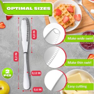 DIMROM 2Pcs Cold Butter Knife Spreader with Holes - 3 in 1 Butter Knife Butter Scraper Curler Peanut Butter Knife Long Handle - Butter Shaver for Cold Butter - Simple Spreading Butter Spreader Knife