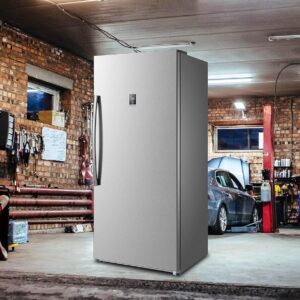 Smad 21 Cu.Ft. Upright Freezer, Convertible Refrigerator Freezer with LED Control Panel, Door Ajar Alarm, Stand Up Frost Free Freezer for Garage, Kitchen, Home, Office, Stainless Steel