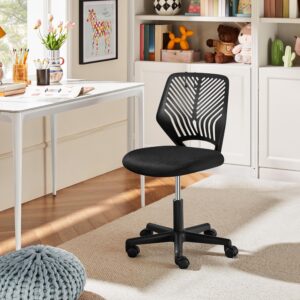 Topeakmart Armless Office Chair, Small Desk Chair Adjustable Swivel Mesh Computer Study Chair, Mid Back Home Office Chair for Small Spaces, Black