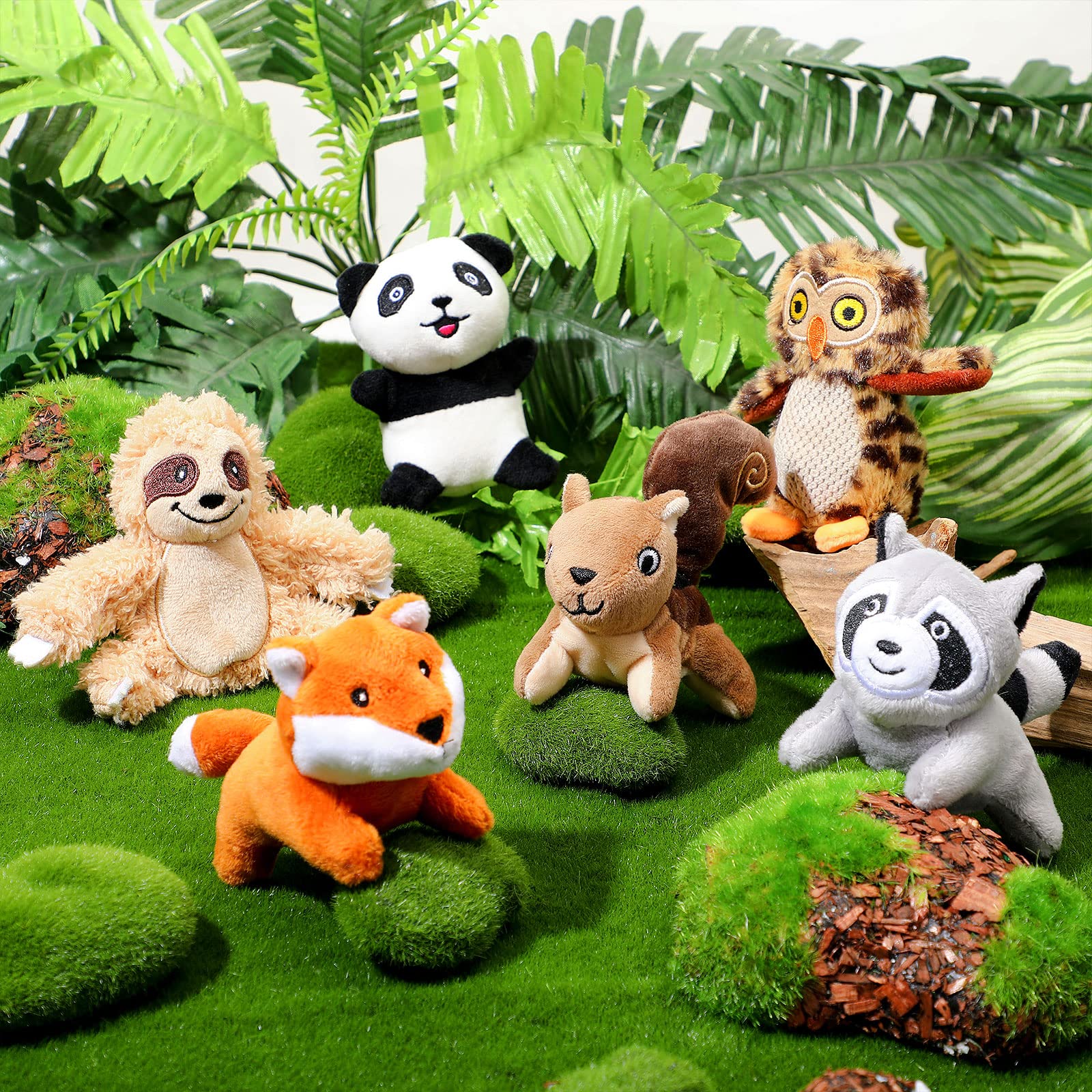 7 Pieces Dog Squeaky Toys Squeaky Hide and Seek Activity Puppy Chew Toys Plush Dog Toy Plush Stuffing Woodland Friends Stuffing with Squeakers for Small Medium Dogs Puppy Pets (,)