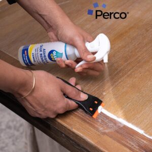 Perco Glue Off Adhesive Remover 3.3 fl. oz & Scraper with Plastic Razor for Removing Labels (Adhesive Remover & Scraper w/Plastic Razor)