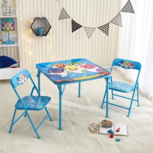 Baby Shark 3 Piece Children's Activity Square Table and Chair Set, Ages 3+