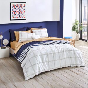 lacoste splash duvet set, king, white/navy