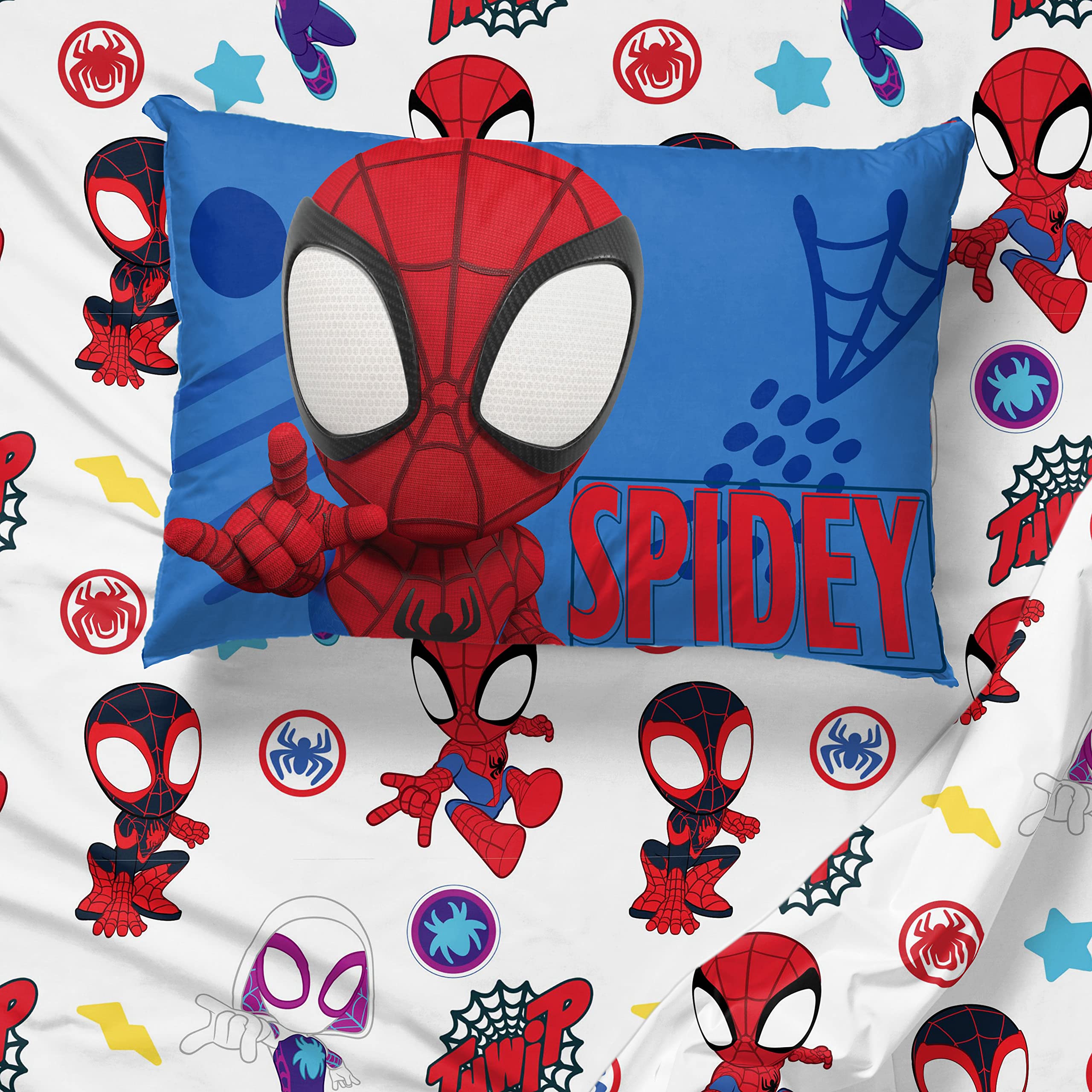 Jay Franco Marvel Spidey and His Amazing Friends Team Spidey 5 Piece Twin Size Bed Set - Includes Comforter & Sheet Set Bedding - Super Soft Fade Resistant Microfiber (Official Marvel Product)