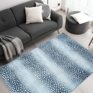 jonathan y saf100d-5 antelope modern animal indoor area-rug casual contemporary striped easy-cleaning bedroom kitchen living room non shedding, 5 x 8, blue/cream