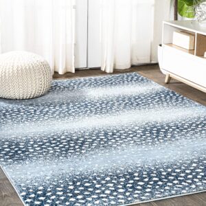 JONATHAN Y SAF100D-5 Antelope Modern Animal Indoor Area-Rug Casual Contemporary Striped Easy-Cleaning Bedroom Kitchen Living Room Non Shedding, 5 X 8, Blue/Cream