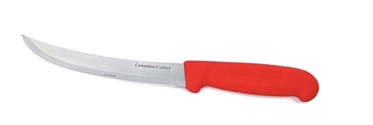 Columbia Cutlery 12" Cimiter/Curved Butcher Knife - Red Fibrox Handle (12" Red Cimiter)