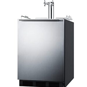 Summit Appliance SBC58BLBIADAIF 24" Wide Built-In Kegerator; ADA Compliant; Panel-ready Door (Panel Not included); 5.5 cu.ft Capacity; Automatic Defrost; Dual Tap System; Adjustable Thermostat