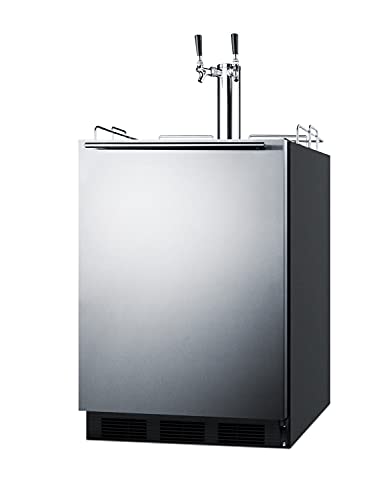 Summit Appliance SBC58BLBIADAIF 24" Wide Built-In Kegerator; ADA Compliant; Panel-ready Door (Panel Not included); 5.5 cu.ft Capacity; Automatic Defrost; Dual Tap System; Adjustable Thermostat