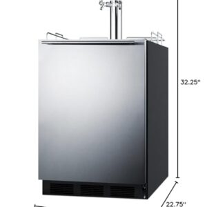 Summit Appliance SBC58BLBIADAIF 24" Wide Built-In Kegerator; ADA Compliant; Panel-ready Door (Panel Not included); 5.5 cu.ft Capacity; Automatic Defrost; Dual Tap System; Adjustable Thermostat