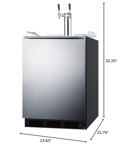 Summit Appliance SBC58BLBIADAIF 24" Wide Built-In Kegerator; ADA Compliant; Panel-ready Door (Panel Not included); 5.5 cu.ft Capacity; Automatic Defrost; Dual Tap System; Adjustable Thermostat