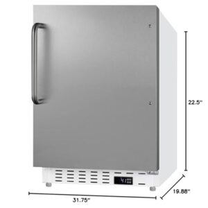 Summit Appliance ALR46WSSTB 20" Wide Built-In All-Refrigerator, ADA Compliant, 3.53 cu.ft Capacity, Adjustable Thermostat, Removable Door Racks, Automatic Defrost, Temperature & Open Door Alarms