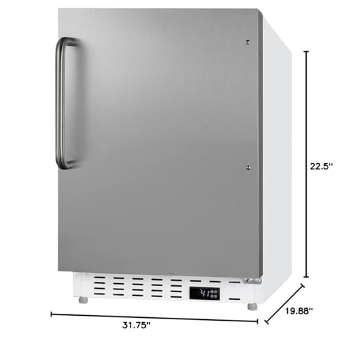 Summit Appliance ALR46WSSTB 20" Wide Built-In All-Refrigerator, ADA Compliant, 3.53 cu.ft Capacity, Adjustable Thermostat, Removable Door Racks, Automatic Defrost, Temperature & Open Door Alarms