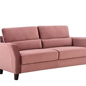 Container Furniture Direct Stoughton Mid Century Modern Upholstered Sloped Arms Living Room, Sofa, Natural Pink