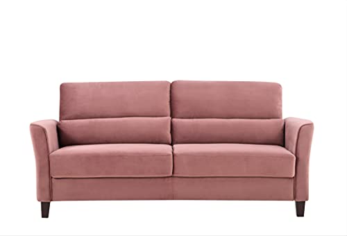 Container Furniture Direct Stoughton Mid Century Modern Upholstered Sloped Arms Living Room, Sofa, Natural Pink