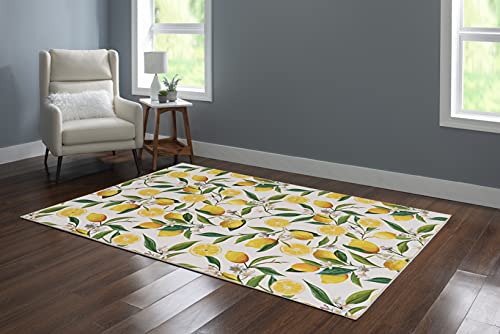 Linon The Anywhere Washable Rug Wesley Ivory/Yellow 5' X 7' Area Rug