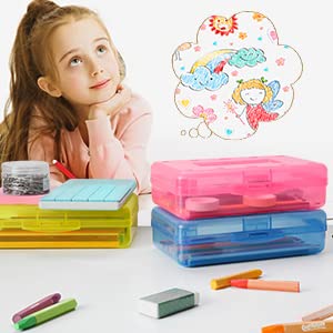 MaxGear Pencil Box, 3 Pack Large Hard Pencil Case Organizer, Durable Plastic Supply Box for Crayon Brush Painting School Supplies, Stackable Design Pencil Storage Box