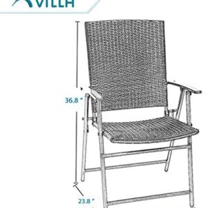 PHI VILLA Rattan Patio Dining Chairs Set of 4,Outdoor Wicker Sling Chairs,Foldable Patio Dining Chairs for Garden,Backyard, Lawn, Porch, Poolside and Balcony,4 Packs