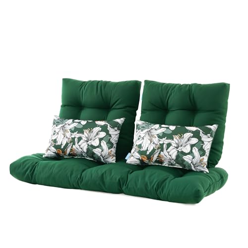 ARTPLAN Outdoor Cushions Loveseat All Weather Chair Cushions Bench Cushions Set of 5 Wicker Tufted Pillow for Patio Furniture