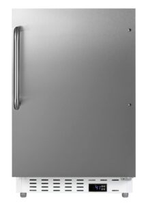 summit appliance alr46wsstb 20" wide built-in all-refrigerator, ada compliant, 3.53 cu.ft capacity, adjustable thermostat, removable door racks, automatic defrost, temperature & open door alarms