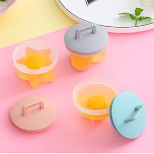 4 Pcs/Set Cute Egg Boiler Plastic Egg Poacher Set Kitchen Egg Cooker Tools Egg Mold Form with Lid Brush Pancake Maker