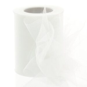 3" premium tulle fabric roll for crafts, wedding, party decorations, gifts - white 100 yard spool