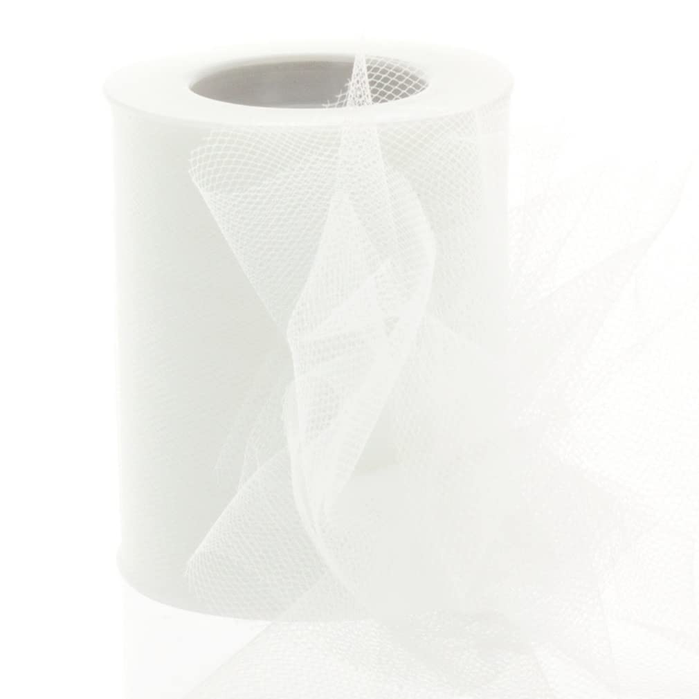 3" Premium Tulle Fabric Roll for Crafts, Wedding, Party Decorations, Gifts - White 100 Yard Spool