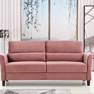 Container Furniture Direct Stoughton Mid Century Modern Upholstered Sloped Arms Living Room, Sofa, Natural Pink