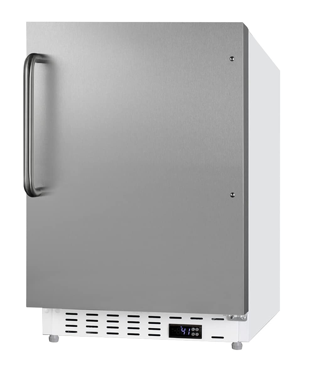 Summit Appliance ALR46WSSTB 20" Wide Built-In All-Refrigerator, ADA Compliant, 3.53 cu.ft Capacity, Adjustable Thermostat, Removable Door Racks, Automatic Defrost, Temperature & Open Door Alarms