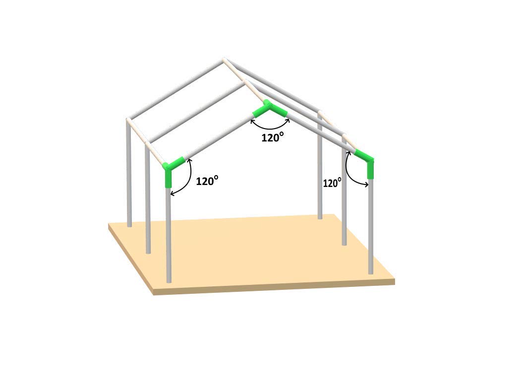 Canopy Tent Fittings 1-3/4" Connectors 3 Way, 4 Way Set for Shelter Carport Deck Shed Frame Kit, 3/Pack (3-Way Galvanized)