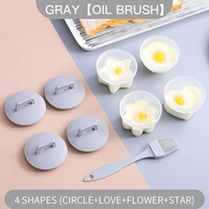 4 Pcs/Set Cute Egg Boiler Plastic Egg Poacher Set Kitchen Egg Cooker Tools Egg Mold Form with Lid Brush Pancake Maker