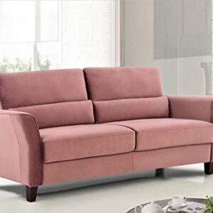 Container Furniture Direct Stoughton Mid Century Modern Upholstered Sloped Arms Living Room, Sofa, Natural Pink