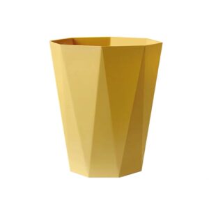 zentto spruce sleek & stylish polygon plastic small trash can wastebasket, garbage container bin for bathrooms, kitchens, home offices, kids rooms (mustard yellow-l)