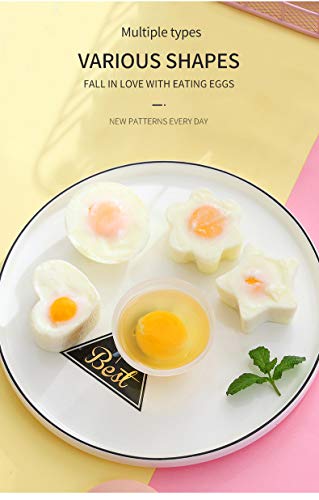 4 Pcs/Set Cute Egg Boiler Plastic Egg Poacher Set Kitchen Egg Cooker Tools Egg Mold Form with Lid Brush Pancake Maker