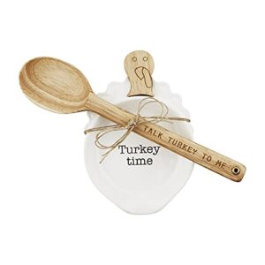 mud pie circa thanksgiving turkey spoon rest, white, rest 7" x 5" | spoon 11"