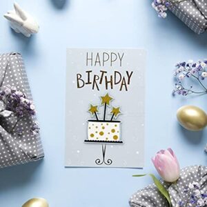 Bangtang happy birthday cards 6 design combinations 12 pieces of of happy birthday cards, happy birthday cake gold foil bulk birthday card combination (with self-adhesive envelope).