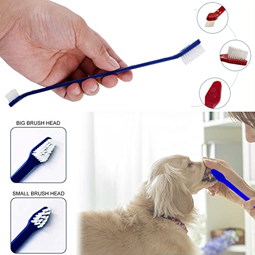 QeeHeng 8 Pack Dog Teeth Cleaning Tools Plaque Remover, Dog Tooth Brushing Kit Include 3 Different Stainless Steel Dog Tooth Scraper and 2 Dog Toothbrush and 3 Dog Finger Toothbrush