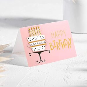 Bangtang happy birthday cards 6 design combinations 12 pieces of of happy birthday cards, happy birthday cake gold foil bulk birthday card combination (with self-adhesive envelope).