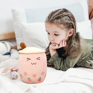 KEDE Cartoon Bubble Tea Plush Pillow,Plush Boba Tea Cup Toy Figurine Toy,Multiple Sizes Cute Bubble Tea Cup Shaped Pillow (C-2,9.4'')