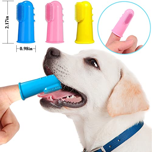 QeeHeng 8 Pack Dog Teeth Cleaning Tools Plaque Remover, Dog Tooth Brushing Kit Include 3 Different Stainless Steel Dog Tooth Scraper and 2 Dog Toothbrush and 3 Dog Finger Toothbrush