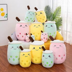 KEDE Cartoon Bubble Tea Plush Pillow,Plush Boba Tea Cup Toy Figurine Toy,Multiple Sizes Cute Bubble Tea Cup Shaped Pillow (C-2,9.4'')