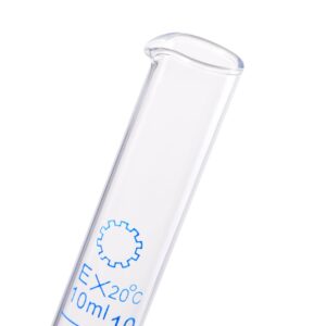 uxcell Borosilicate Glass Graduated Cylinder, 10ml Measuring Cylinder, Science Test Tube Beakers, Single Metric, Blue Hex Base Flask for Lab Home 2Pcs