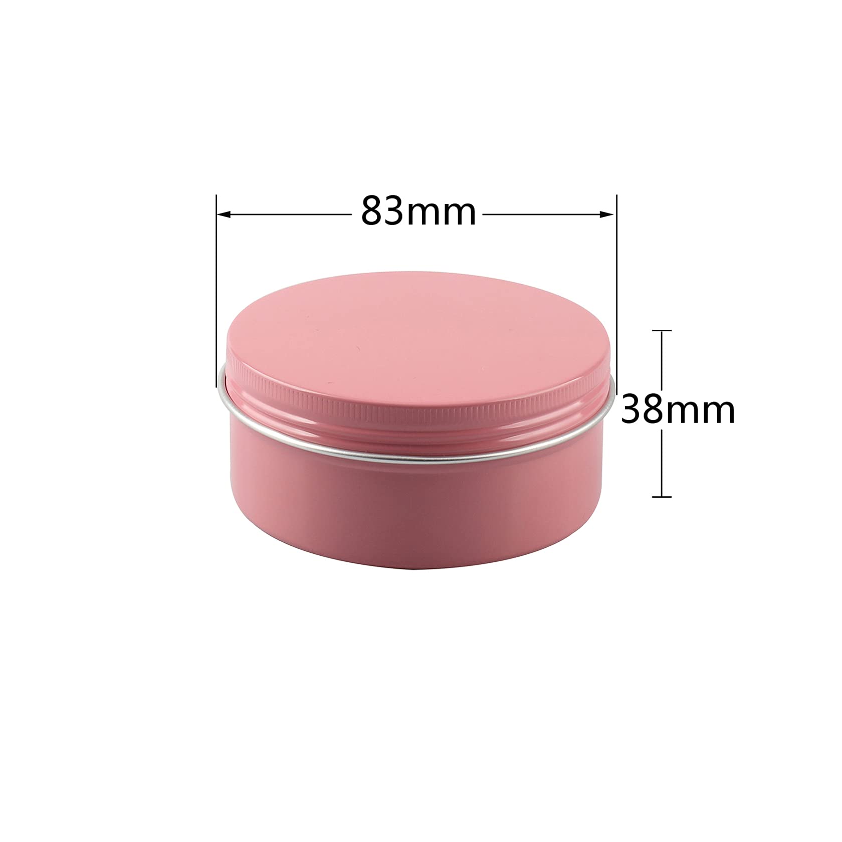 DLIBUY 24 Pcs 150ml 150g Empty Round Pink Aluminum Tin Jars with Screw Lids Cosmetics Lip Balm Containers Pots for DIY Candle Salve Powder Crafts Storage Cans 3x Alu Spoon, 24x Ø 70cm Labels