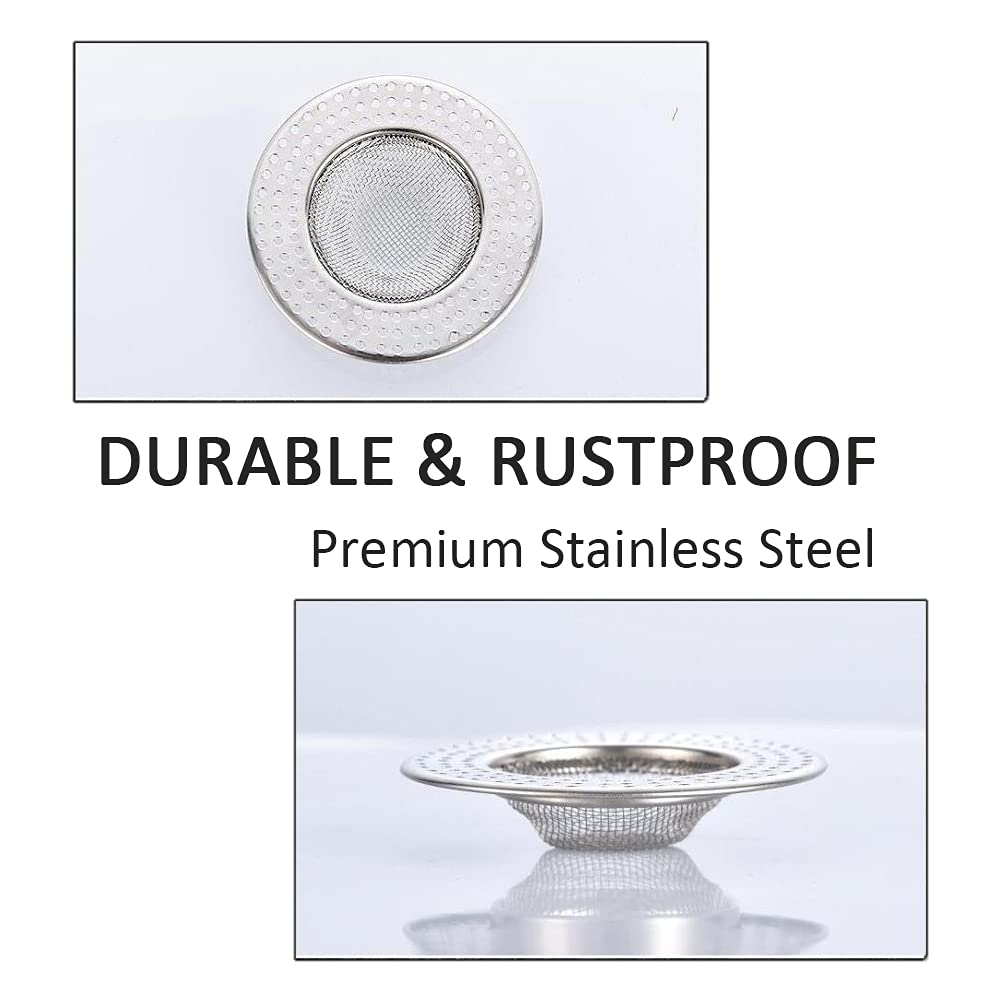 2pcs Heavy Duty Stainless Steel Slop Basket Filter Trap,3.54" Top / 1.65" Mesh Metal Sink Strainer,Perfect for Kitchen Sink/Bathroom Bathtub Wash Basin Floor Drain Balcony Drain Hole,Utility