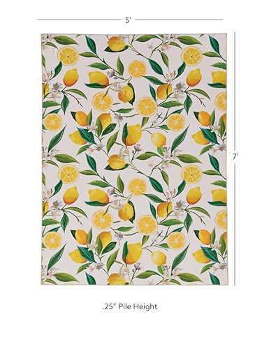 Linon The Anywhere Washable Rug Wesley Ivory/Yellow 5' X 7' Area Rug