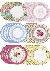 talking tables pretty floral paper plates | mother's day afternoon tea party decorations truly scrumptious disposable dishes for birthday baby shower, bridal wedding, made uk, pretty, pack of 24