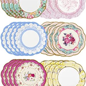 Talking Tables Pretty Floral Paper Plates | Mother's Day Afternoon Tea Party Decorations Truly Scrumptious Disposable Dishes for Birthday Baby Shower, Bridal Wedding, Made UK, Pretty, Pack of 24