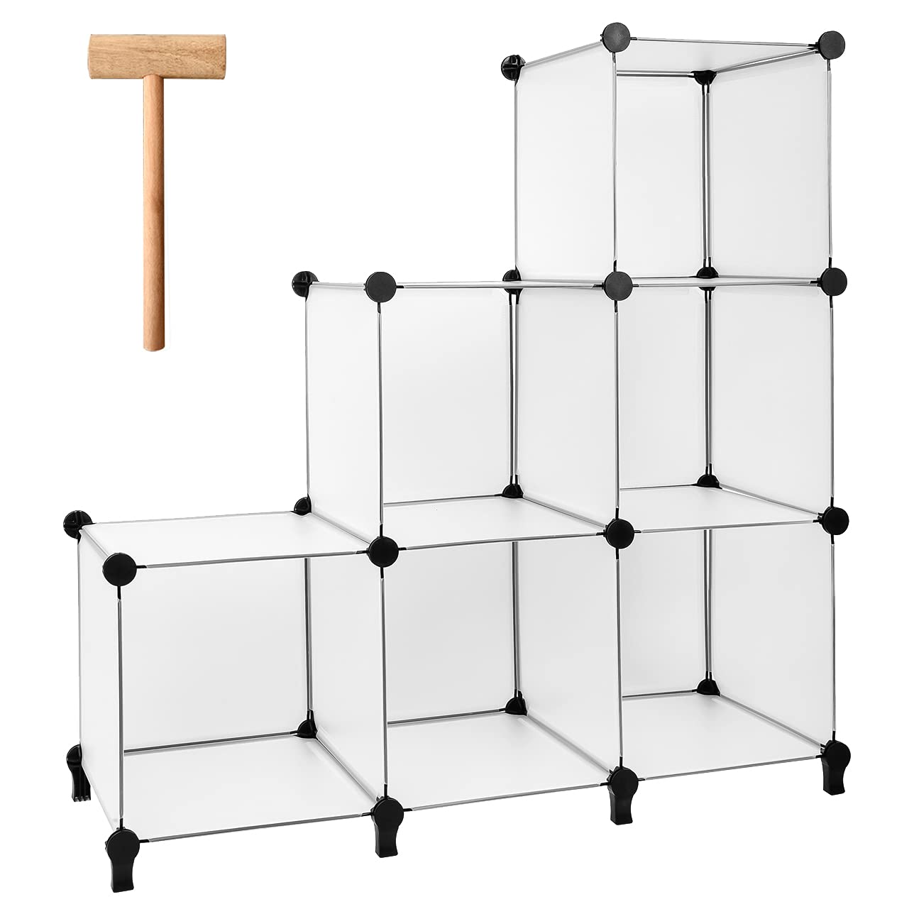 Gold Armour Cube Storage 6-Cube Bookshelf Closet Organizer Storage Shelves Shelf Cubes Organizer Plastic Square Bookcase DIY Closet Cabinet Organizer Shelving for Home Office Bedroom (Black)