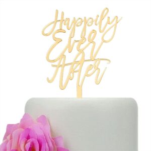 happily ever after cake topper wedding engagement bridal shower bachelorette anniversary party decorations mirror gold